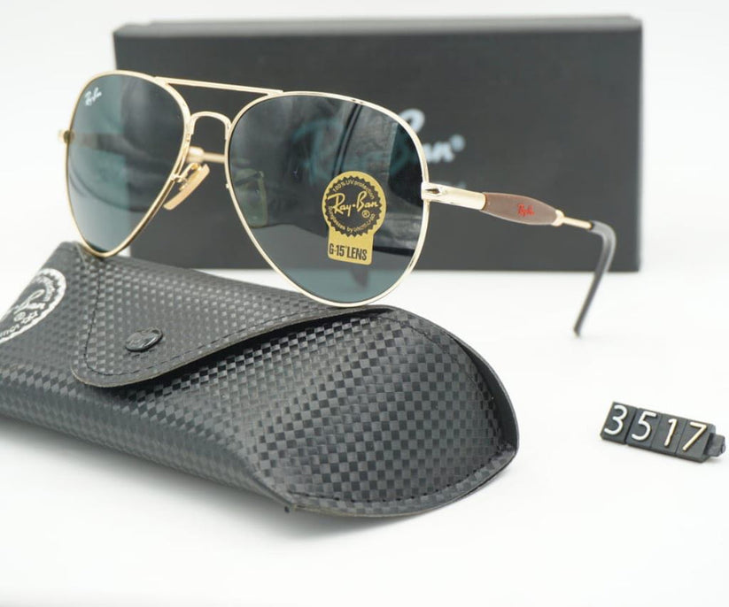Ray-Ban New Design Black & Gold 3517 Oval Shape Trendy Hot Favorite Ma ...