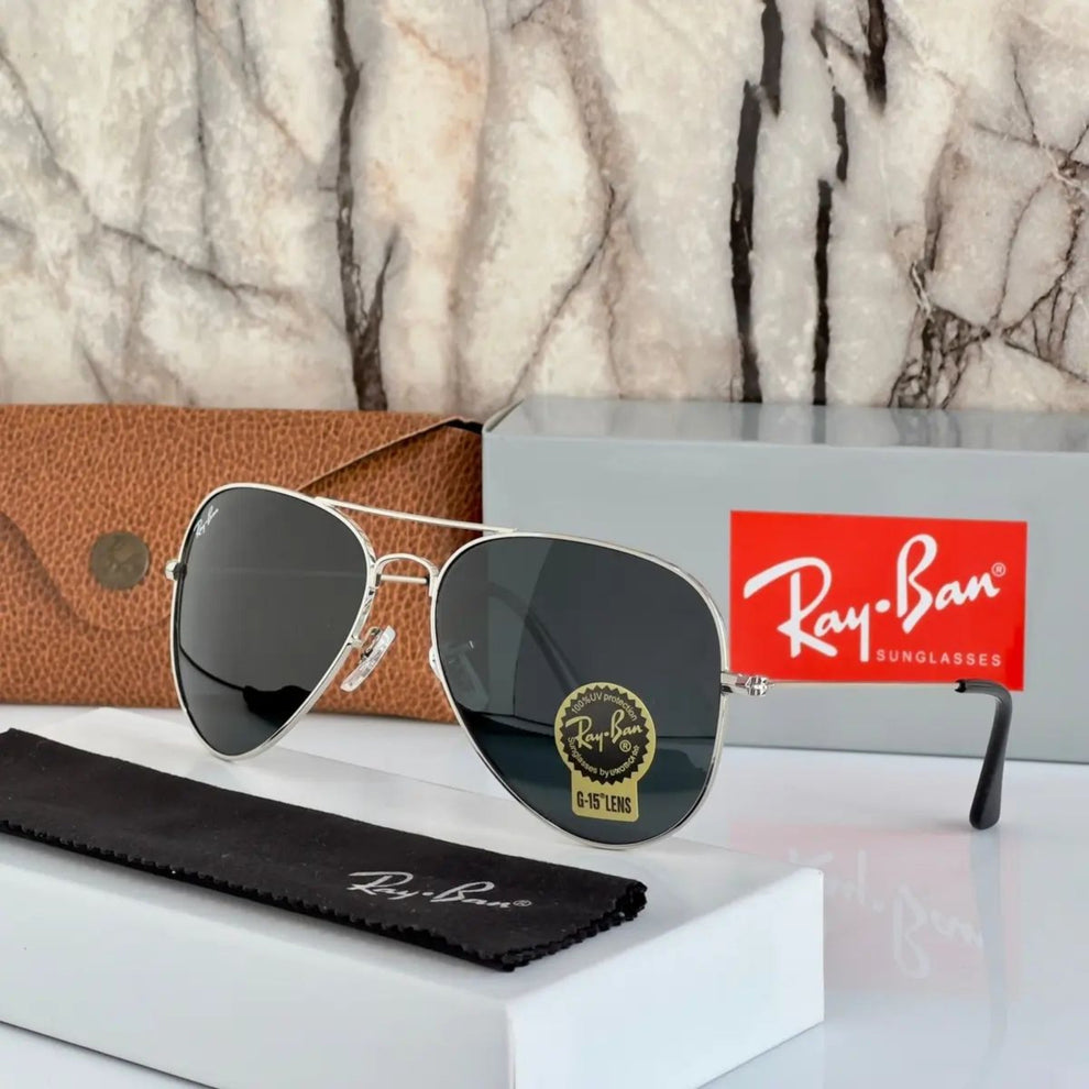 Ray-Ban New Stylish Aviator 3026 Black and SIlver Sunglasses for men a ...
